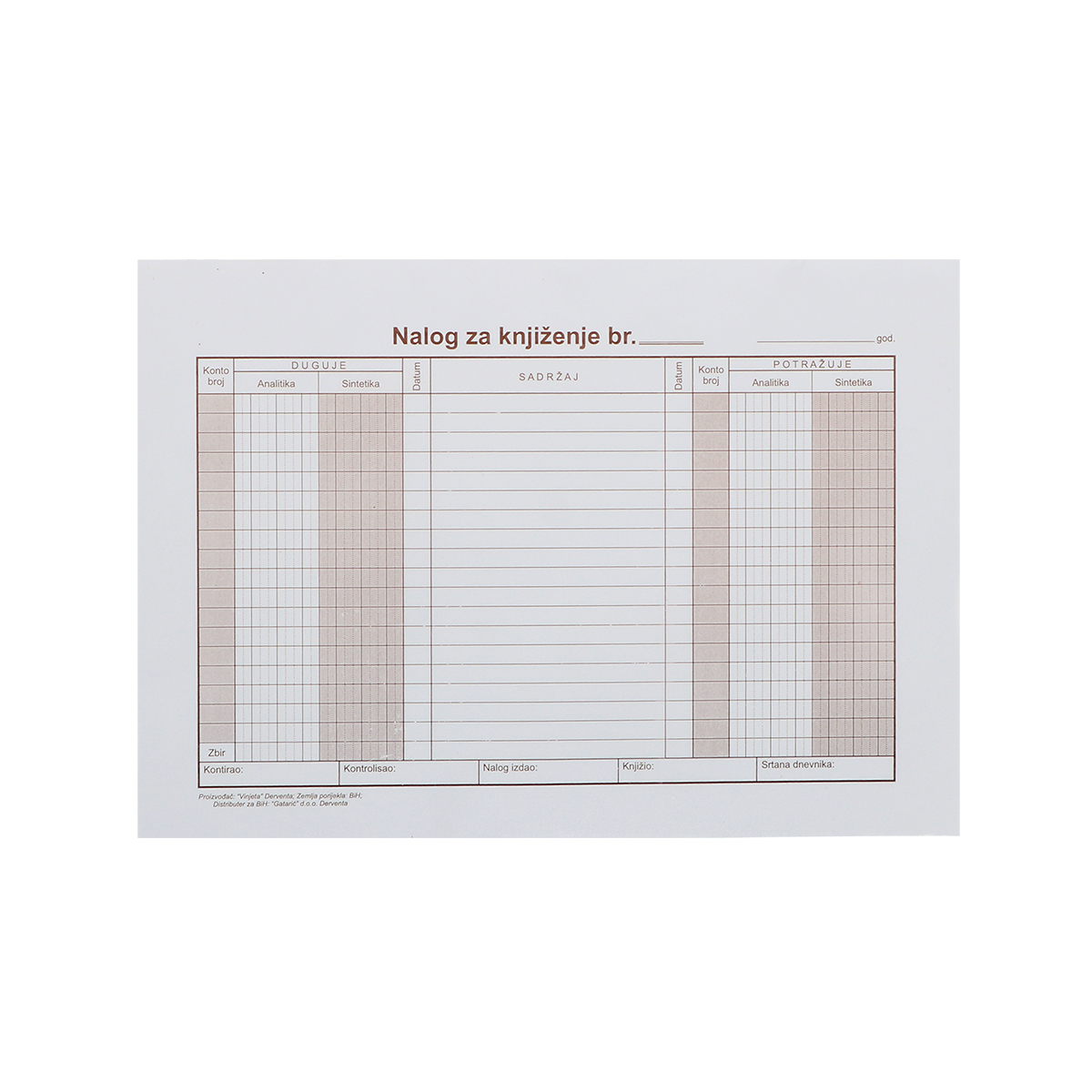Nalog za knjiženje A4, Ofset | Gataric International Group
