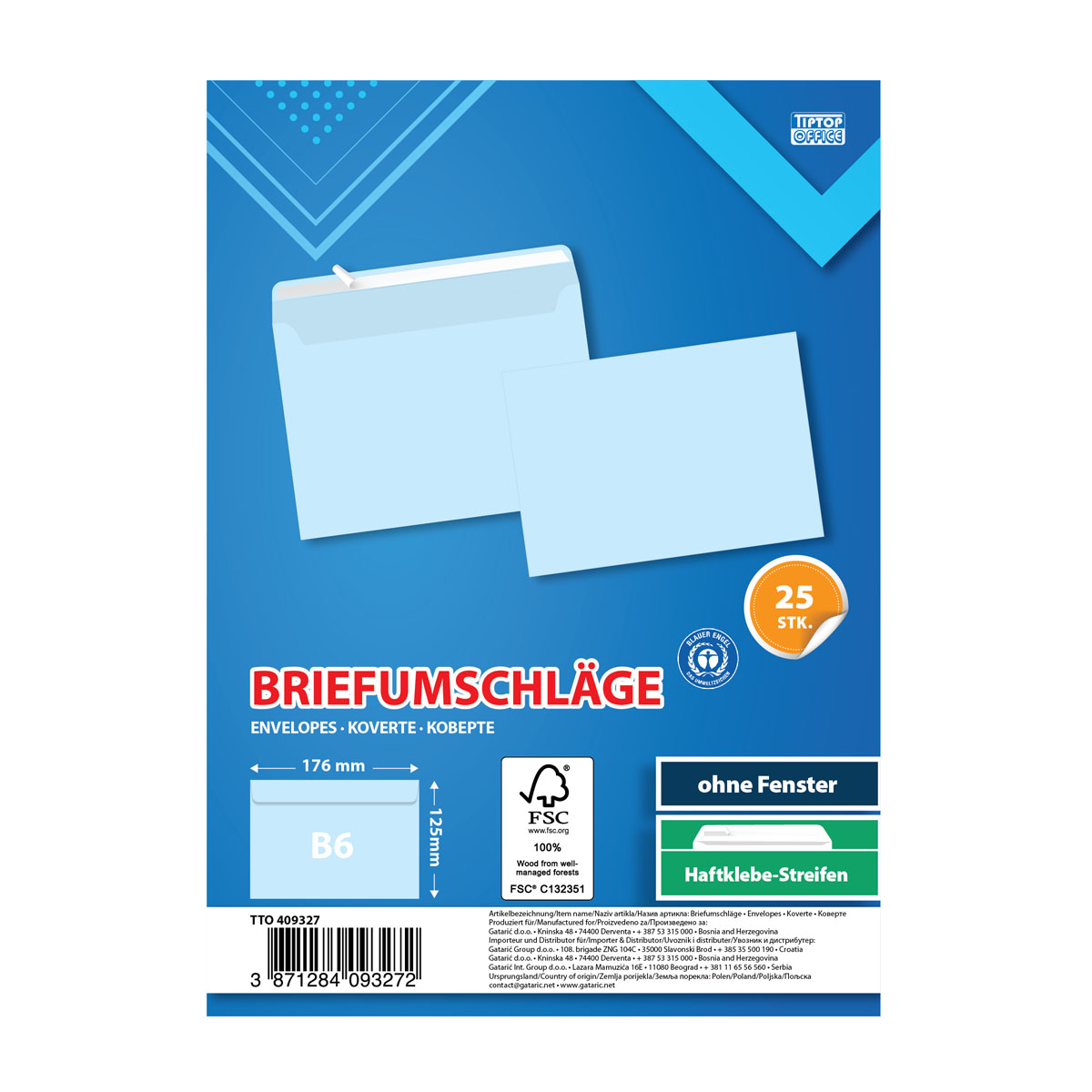 Koverta B6 12,5x17,6cm 25/1 | Gataric International Group