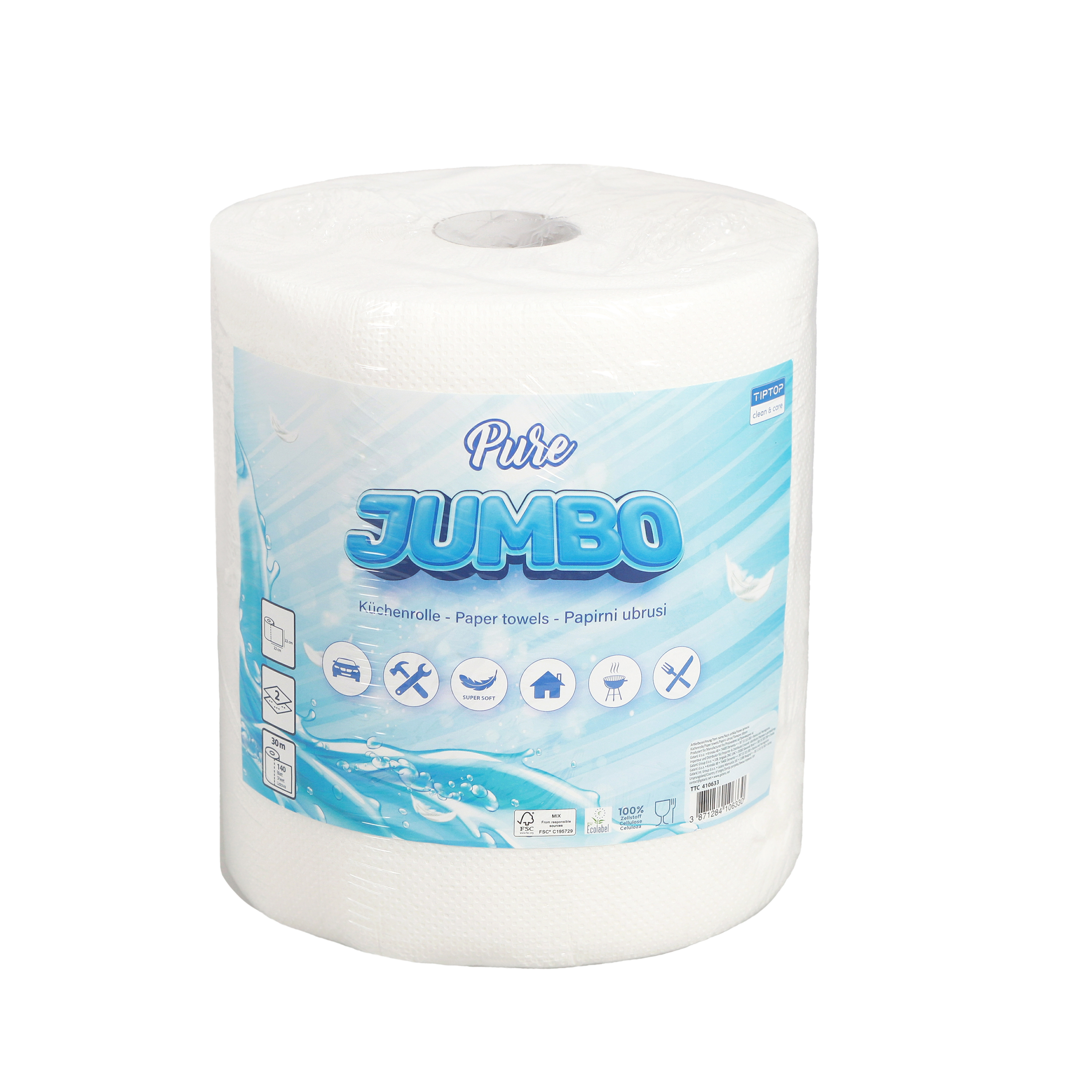 Paper towel roll, 30 meters, 140 sheets, 2-ply, 100% Celulose | Gataric ...
