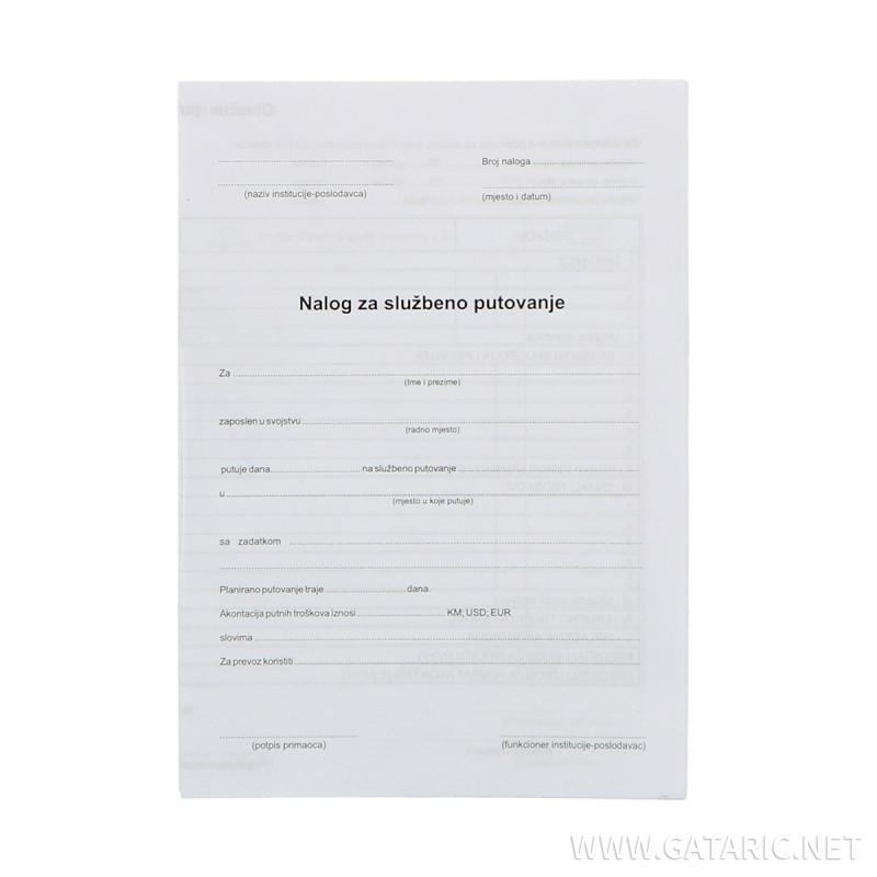 Putni nalog za službeno putovanje 1/100 Ofset RS | Gataric ...